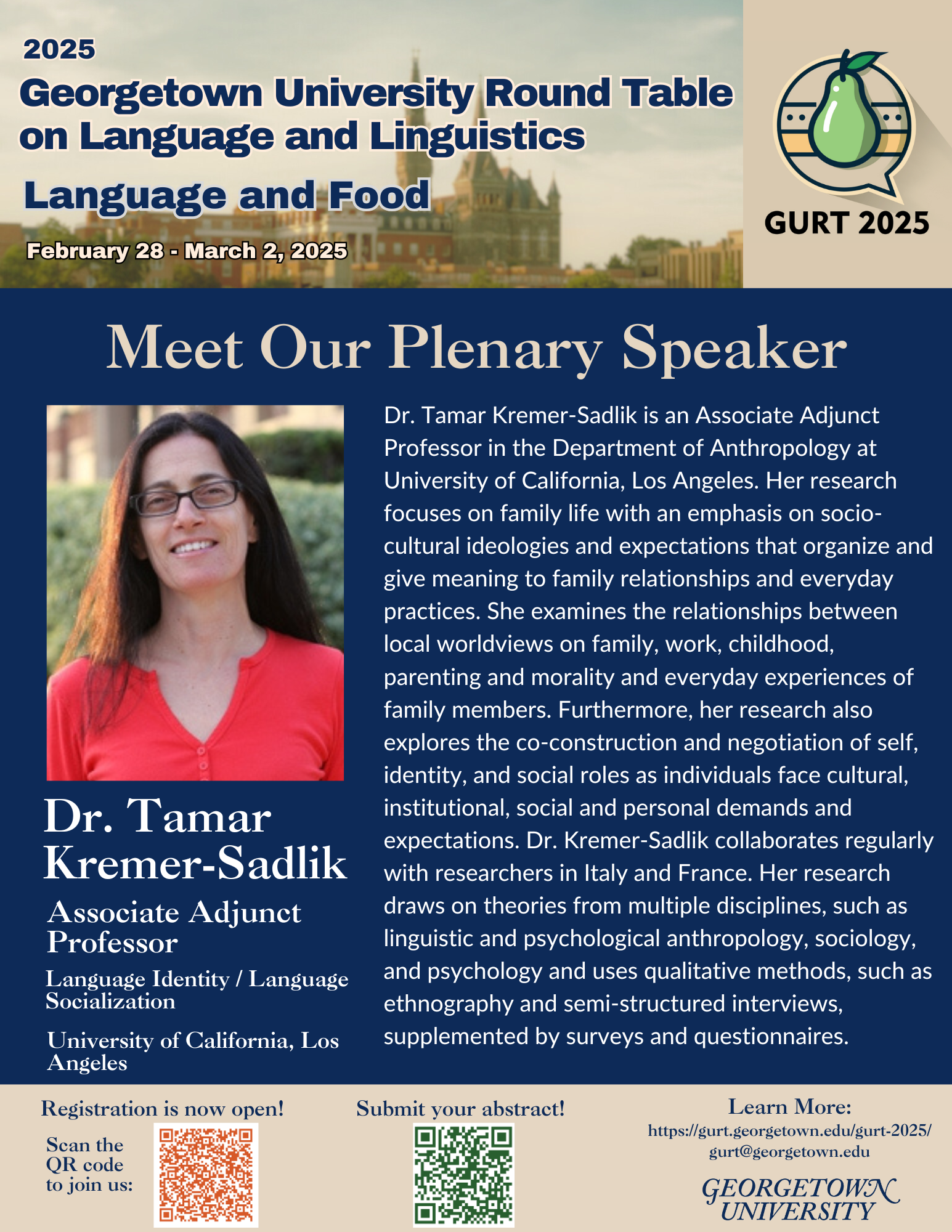 The speaker: Dr. Tamar Kremer-Sadlik | Georgetown University Round Table | Georgetown University